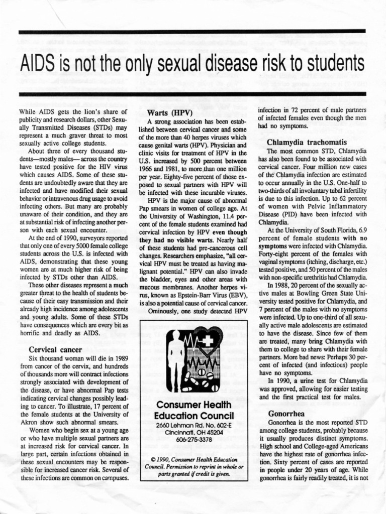 Risks of STDs for College Students | PDF | Sexually Transmitted ...