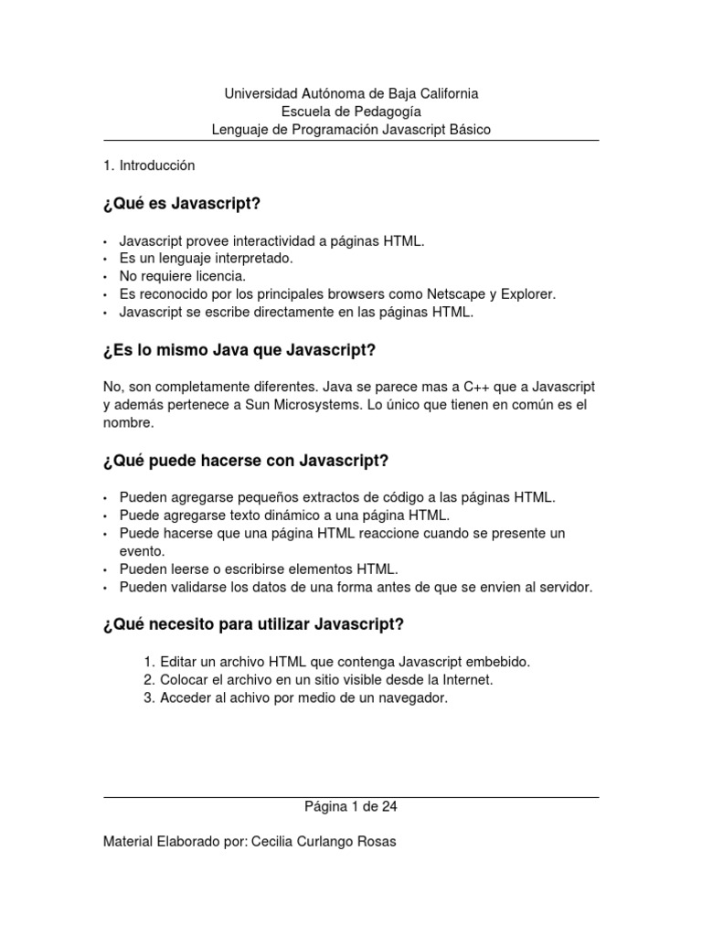 Apuntes Javascript Pdf Script Java Html