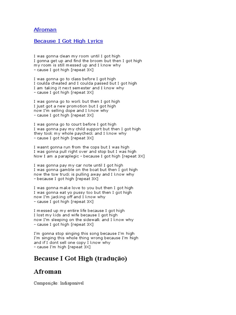 Because I Got High | PDF | American Songs | Popular Music