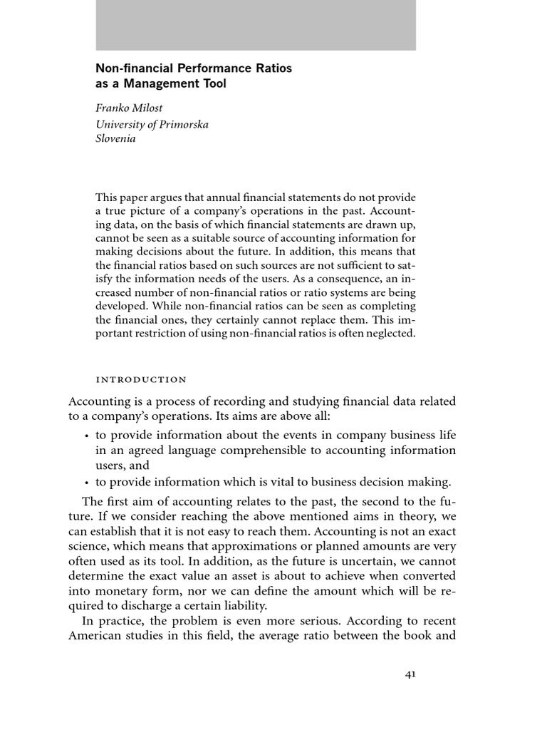 Non Financial Ratios | PDF | Accounting | Investing