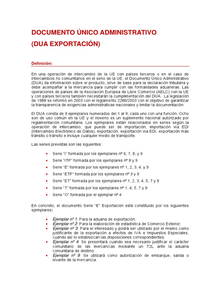 Guía del Documento Único Administrativo DUA | PDF | aduana | Unión Europea
