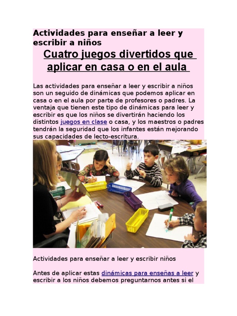 Juegos para Aprender a Leer y Escribir | PDF | Lectura (proceso ...