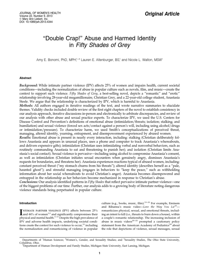 Amy Bonomi Et Al. - Abuse and Harmed Identity in Fifty Shades of Grey ...