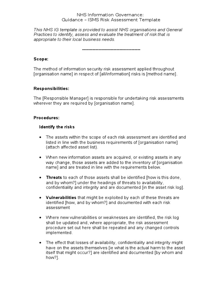 Isms Risk Assessment Template | Download Free PDF | Risk Management ...