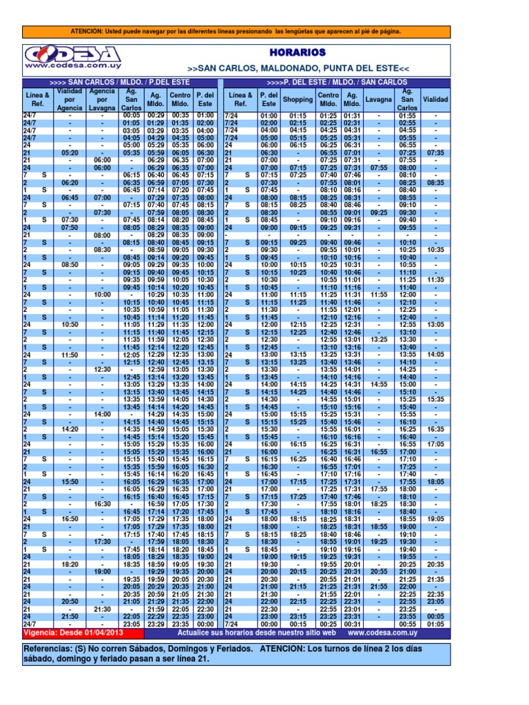 Horarios Codesa | PDF