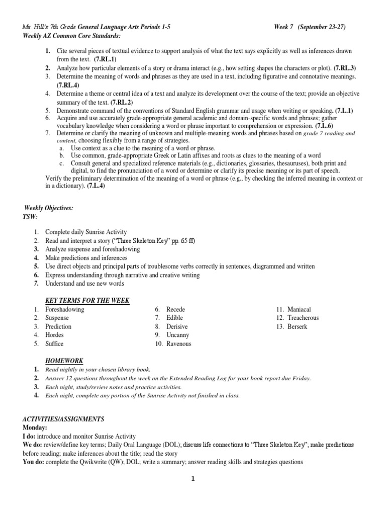 Week 7 Lesson Plans | PDF | Word | Phrase