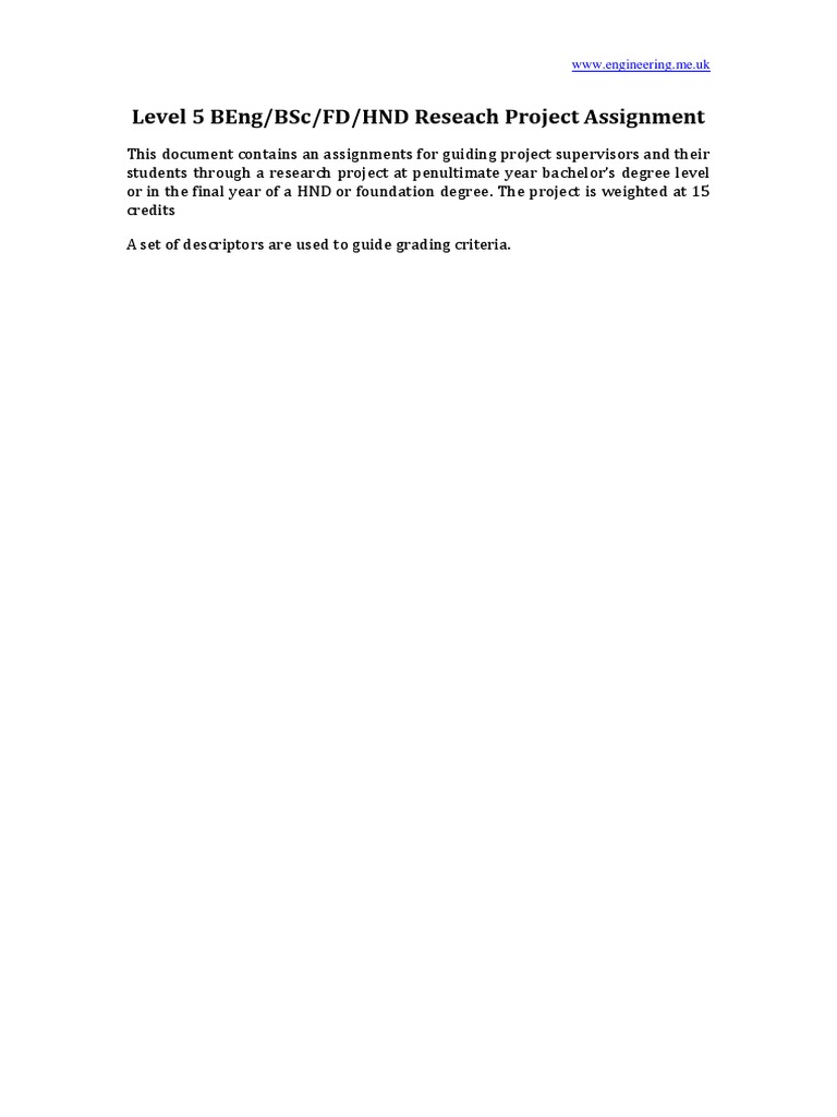 Level 5 Research Project Guidelines | PDF | Academic Degree | Cognition