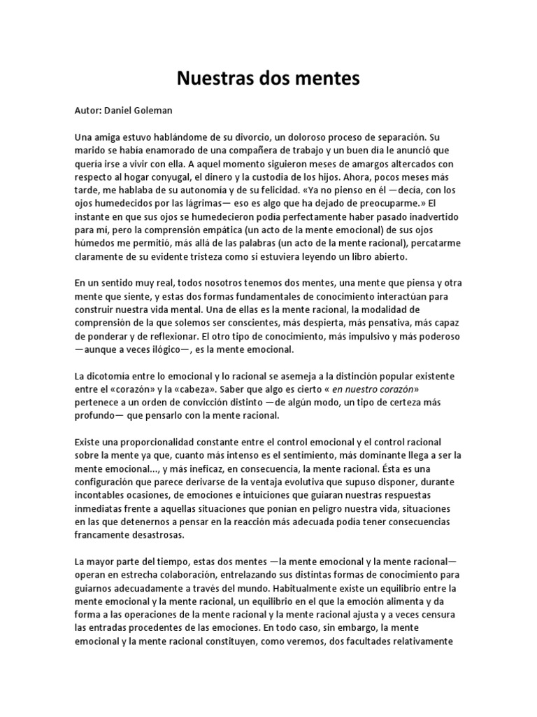 Nuestras Dos Mentes | PDF | Mente | Las emociones