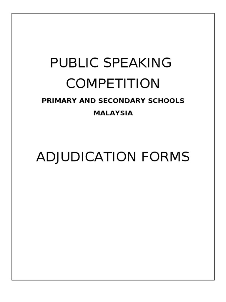 PUBLIC SPEAKING COMPETITION - Adjudication Forms | PDF