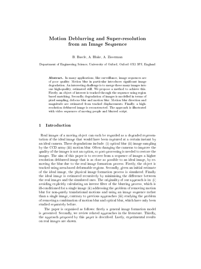 01.04.motion Deblurring and Super-Resolution From An Image Sequence | PDF | Image Resolution ...