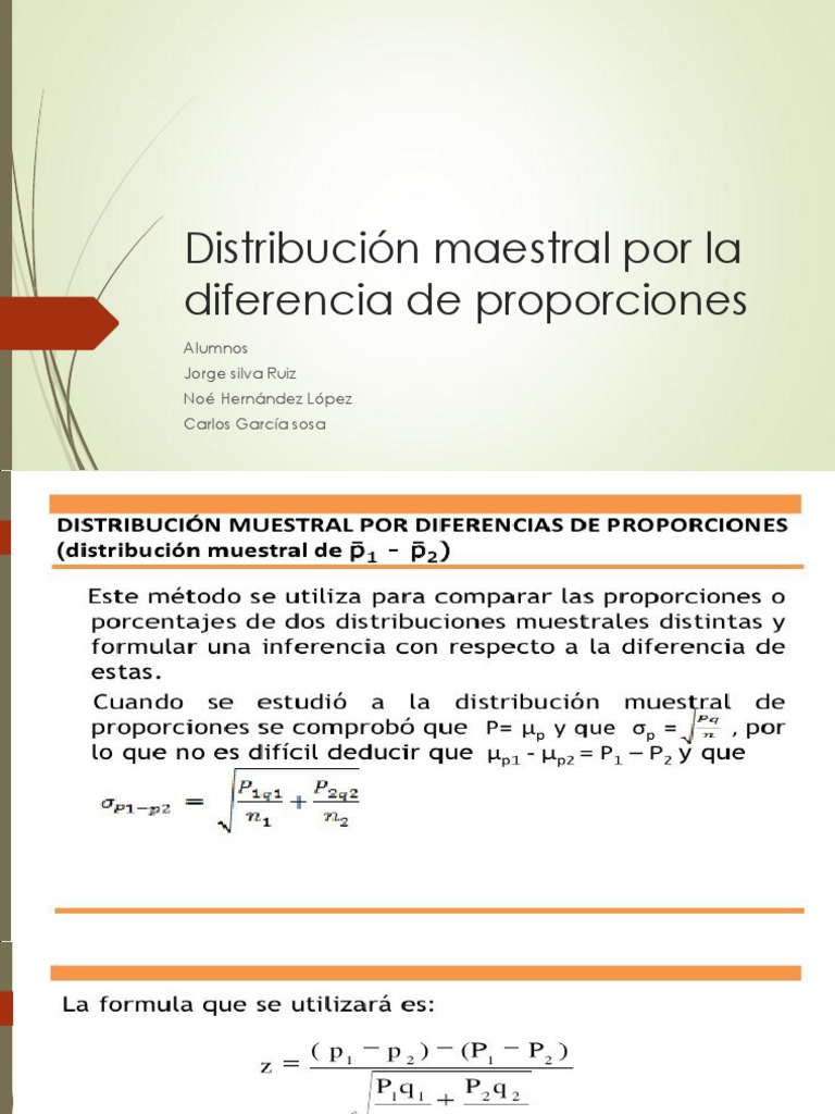 Distribución Muestral Por La Diferencia de Proporciones | PDF | Crecimiento personal y profesional