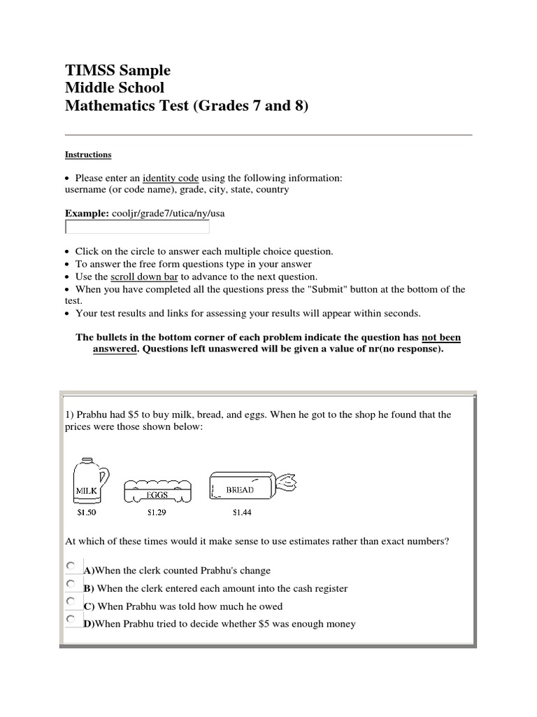 TIMSS Math Grade 7, 8 Sample Question | PDF | Euclidean Plane Geometry ...
