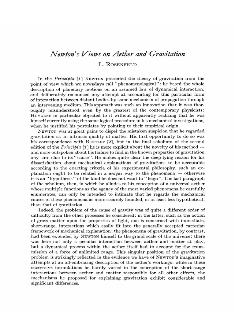 Newton's Views on Aether and Gravitation - L. Rosenfeld | Luminiferous ...