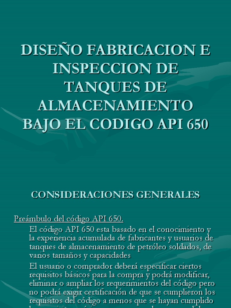 Presentacion Tanques API 650 | PDF | Soldadura | Construcción