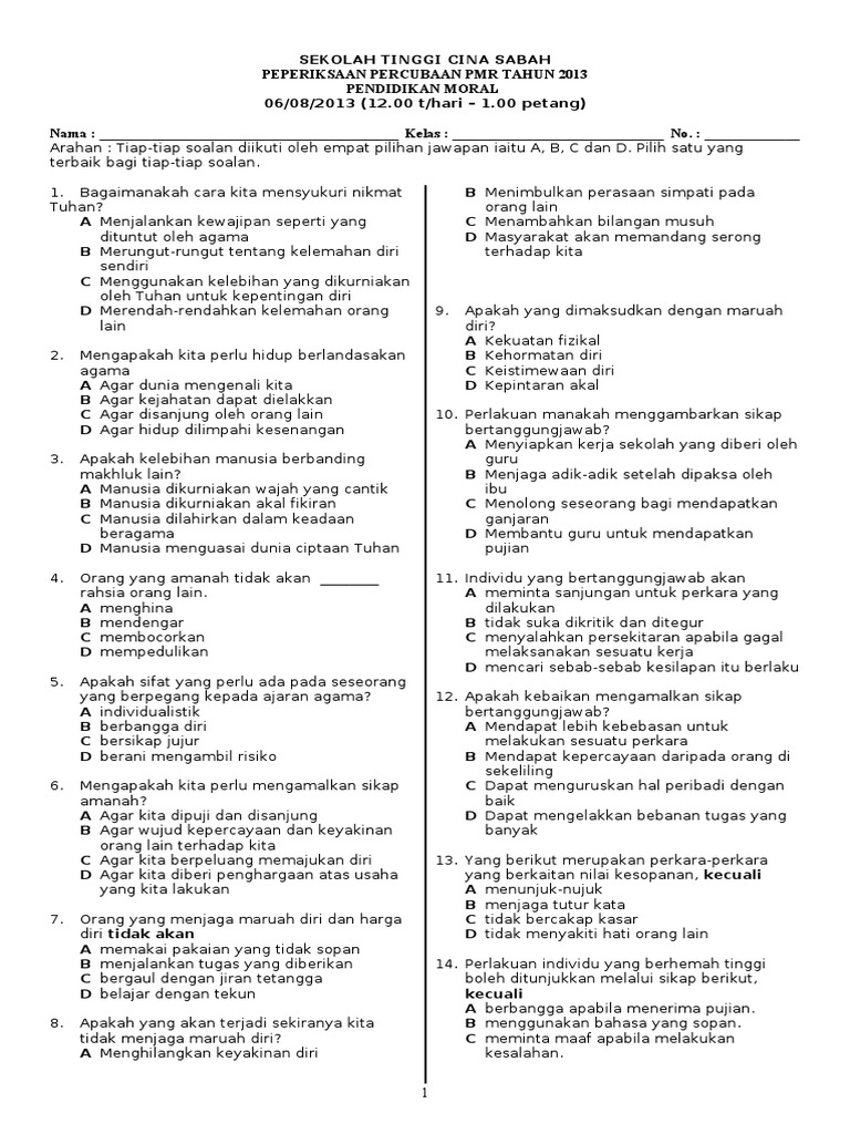 Pendidikan Moral Tingkatan 3 | PDF