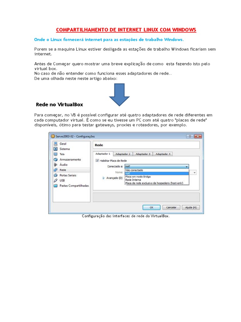 Compartilhamento de Internet Linux Com Windows | PDF | Rede de computadores | Redes