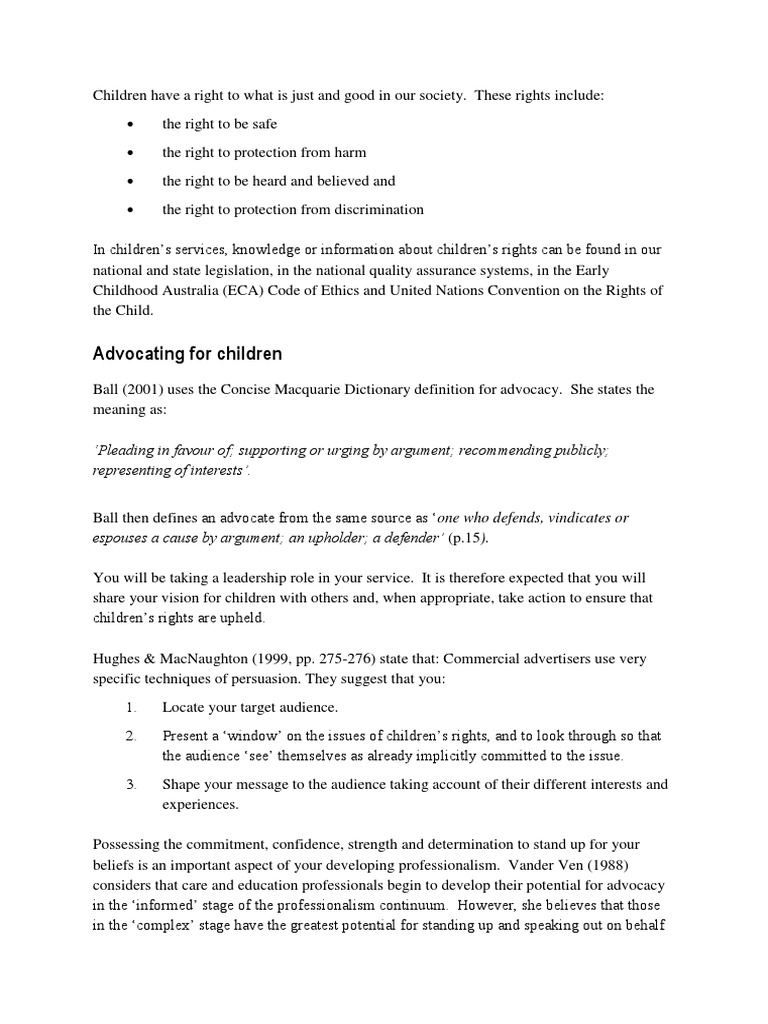 advocacy.pdf | Children's Rights | Best Interests