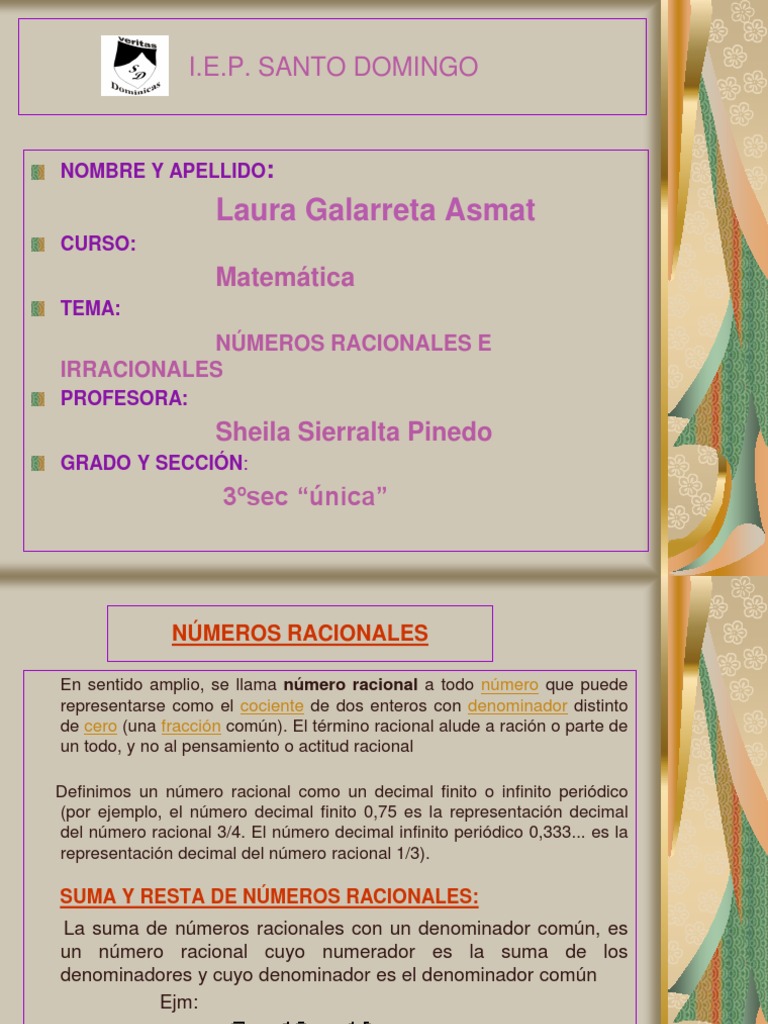 Numeros Racionales | PDF | Intervalo (Matemáticas) | Número racional