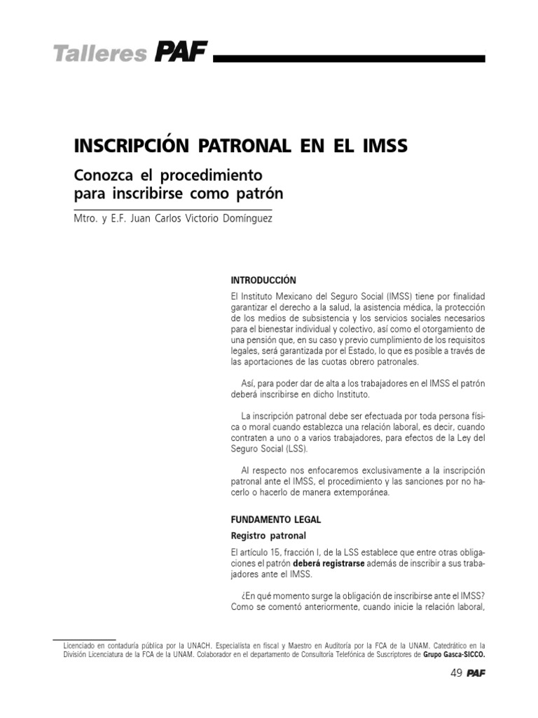 Inscripción Patronal en el IMSS: Guía Práctica | PDF | Pizza | Transporte