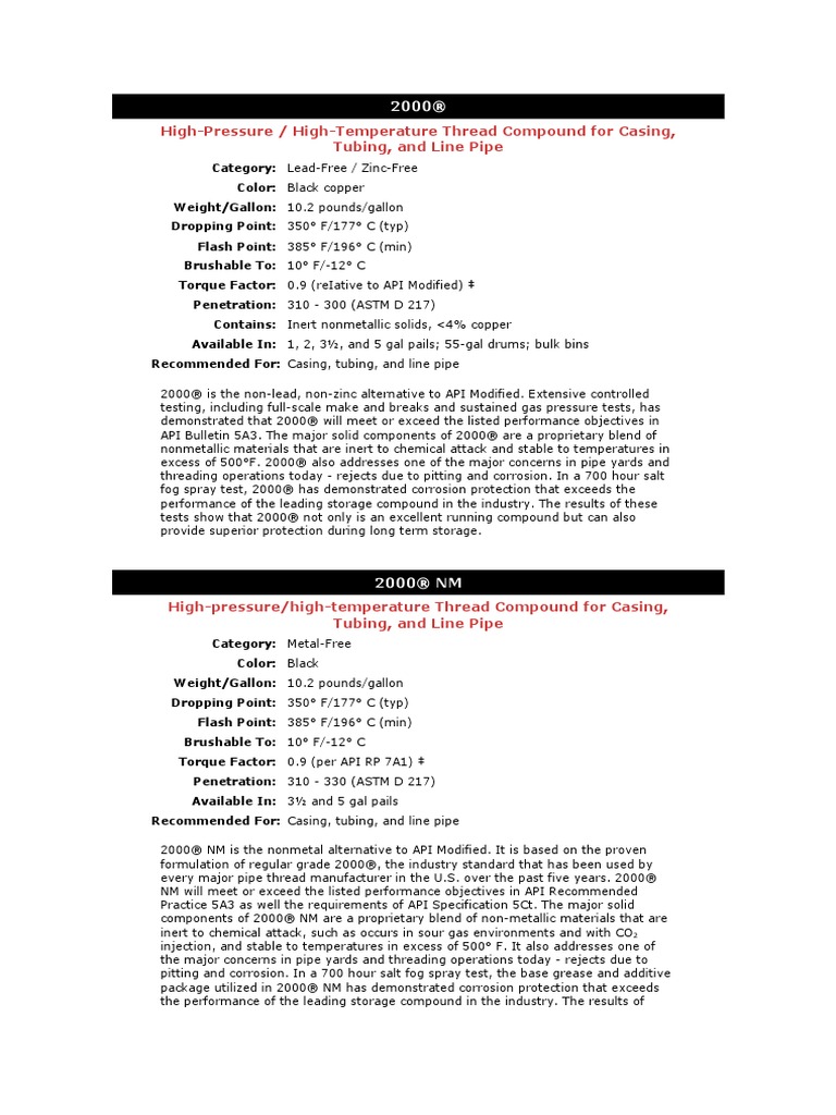 Grasa para Tuberia Bestolife 2000 | PDF | Lead | Copper