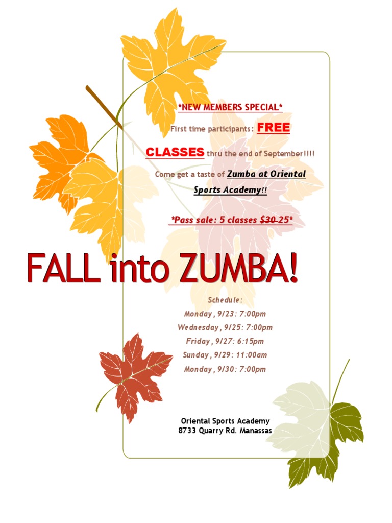 Zumba Fitness Free Classes in September | PDF