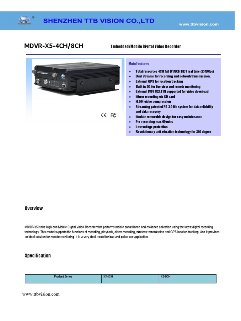 MDVR X5 Serie | PDF | Digital Video Recorder | Video