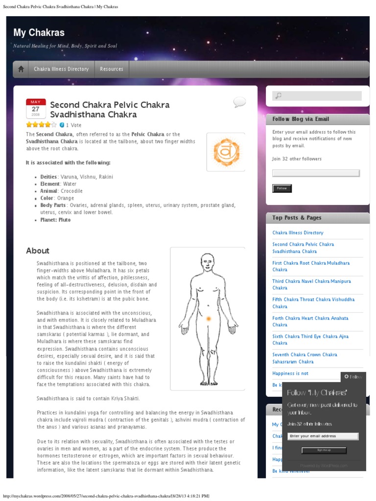 Second Chakra Pelvic Chakra Svadhisthana Chakra - My Chakras | PDF ...