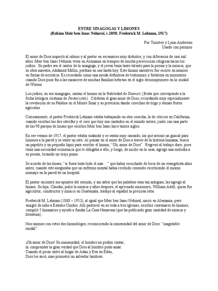 Entre Sinagogas Y Limones PDF Himnos Amor