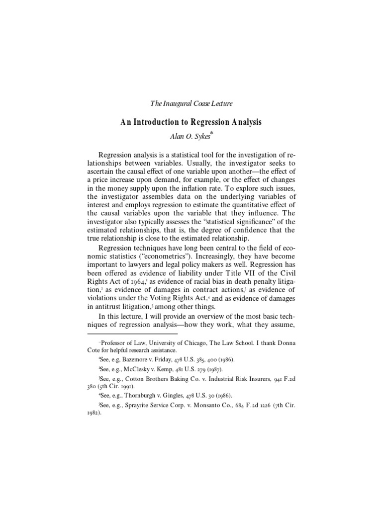 20.sykes - Regression UChicago | PDF | Estimator | Errors And Residuals