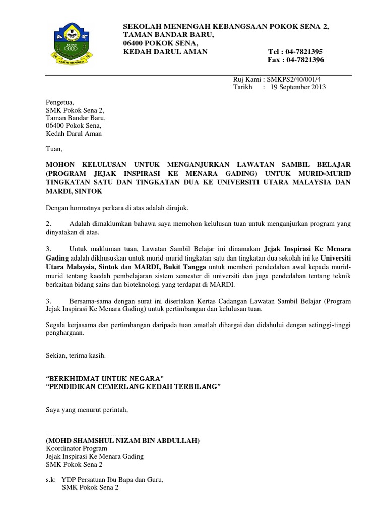 Contoh Surat Sokongan Pengetua Kelulusan - Riset Contoh Surat Sokongan Pengetua Kelulusan - Riset