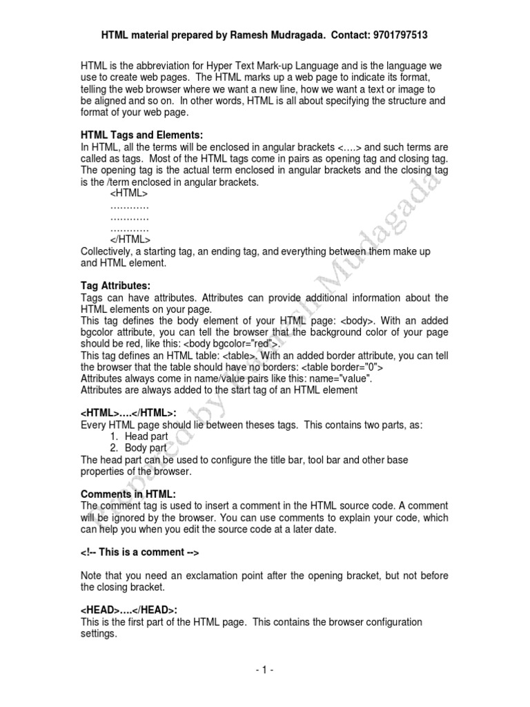 HTML Material | PDF | Html Element | Hyperlink