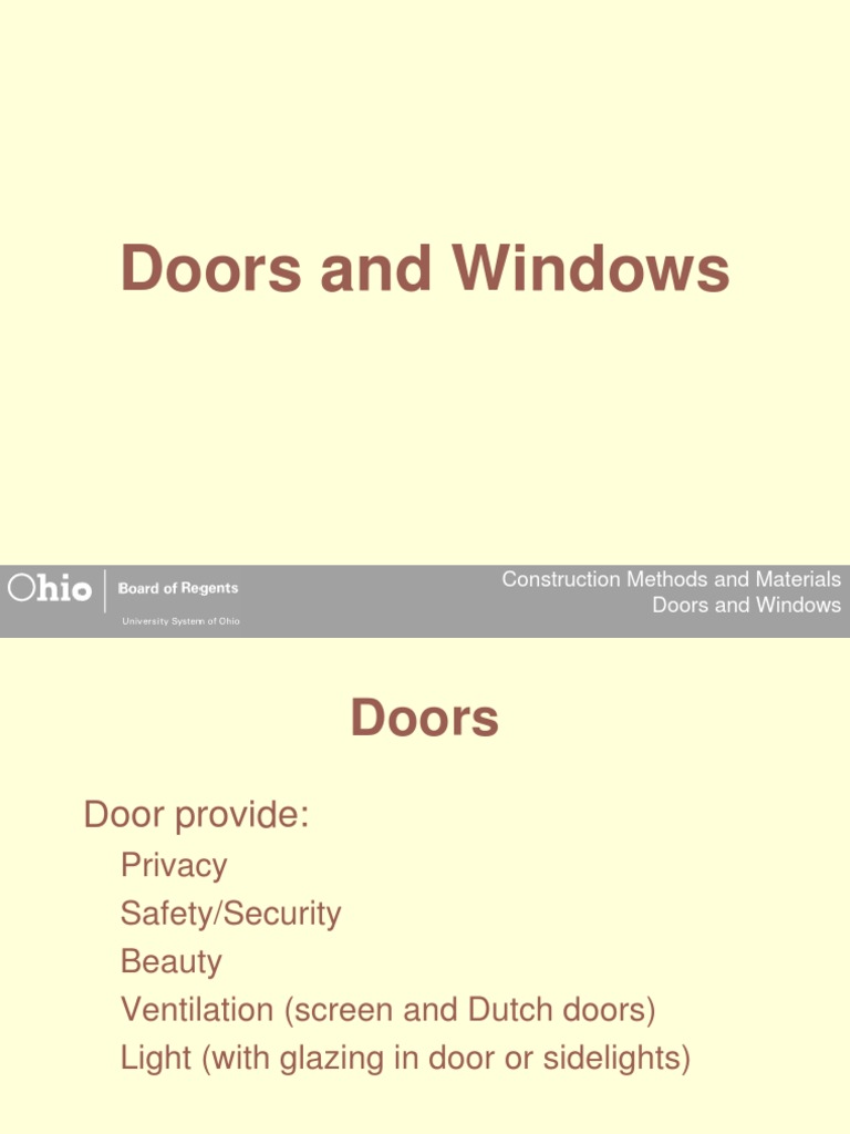 Doors and Windows | PDF | Window | Door
