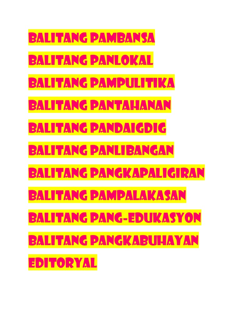 Balitang Pambansa | PDF | Politik | Ilmu Sosial