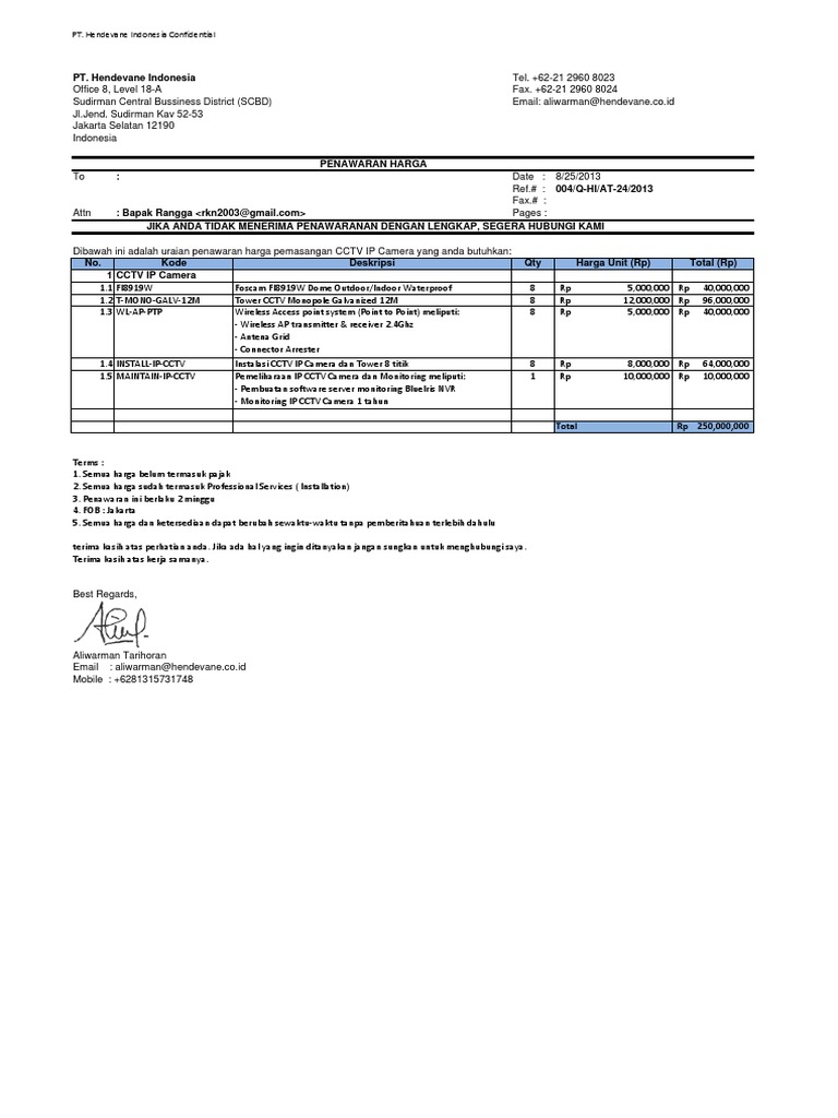 0004 CCTV Quotation | PDF