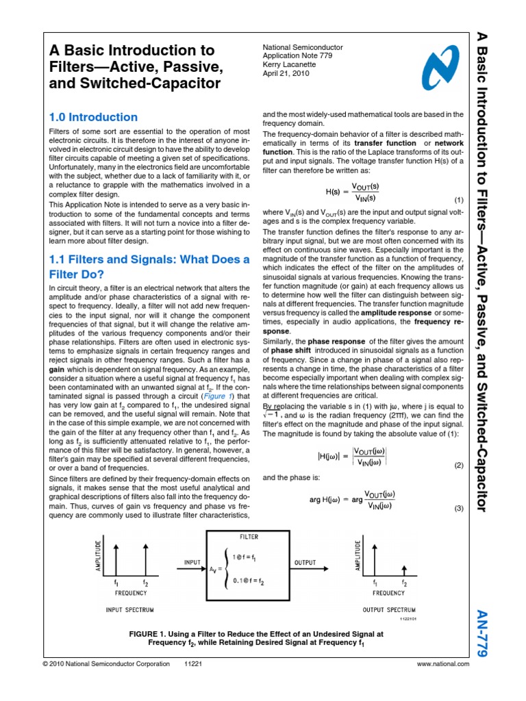A Basic Introduction To Filters, Active, Passive, and Switched ...