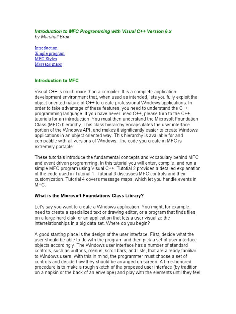 Introduction To MFC Programming With Visual C | Download Free PDF ... Introduction To MFC Programming With Visual C | Download Free PDF ...