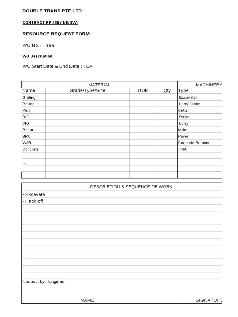 Resource Request Form Template | PDF | Technology & Engineering
