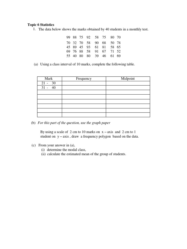 Analysis of Statistical Data from Various Topics Including Student Test ...