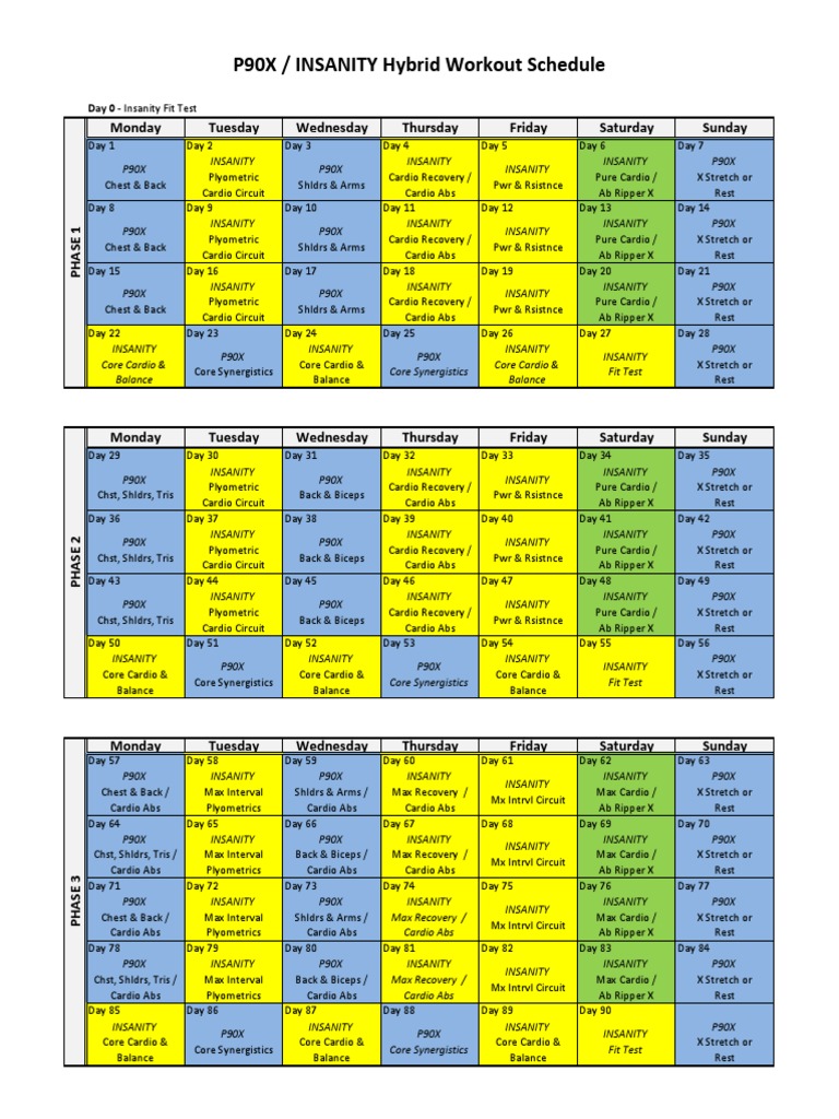 P90X INSANITY Hybrid Schedule1 PDF | PDF | Sports
