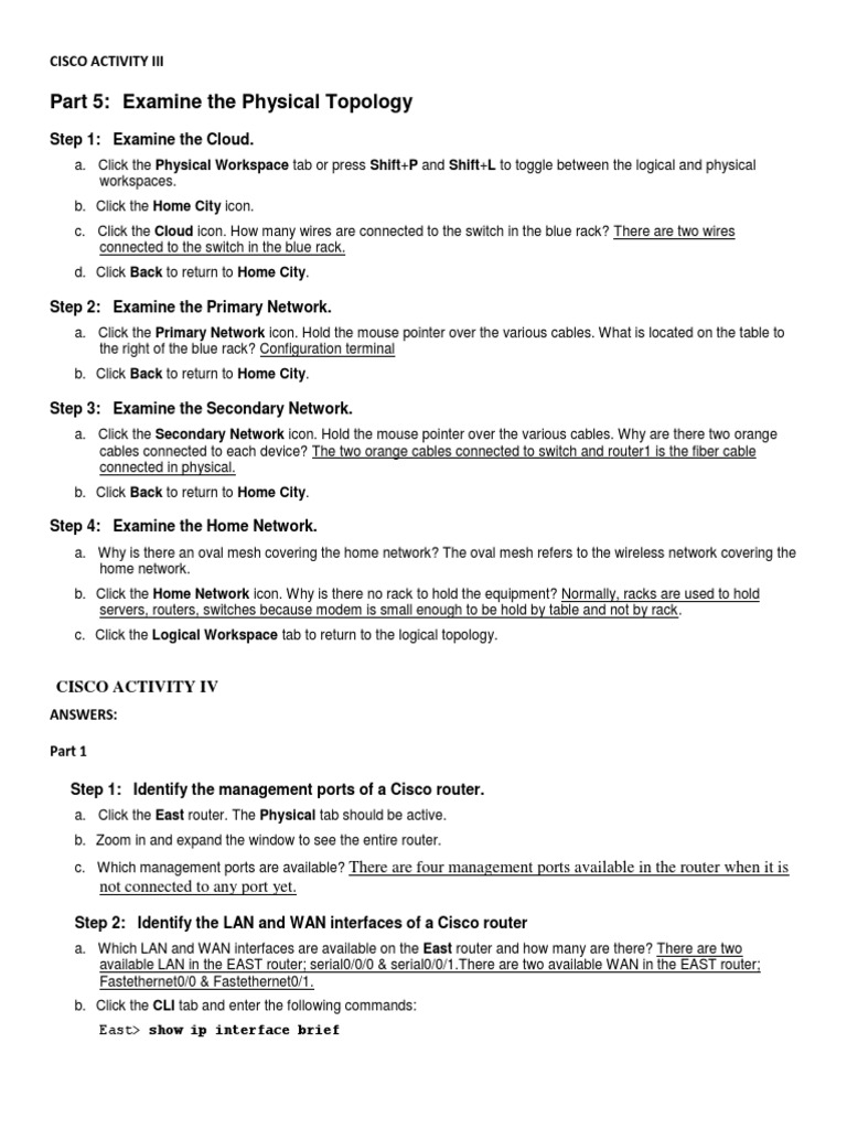 Cisco Activity III | PDF | Router (Computing) | Computer Network
