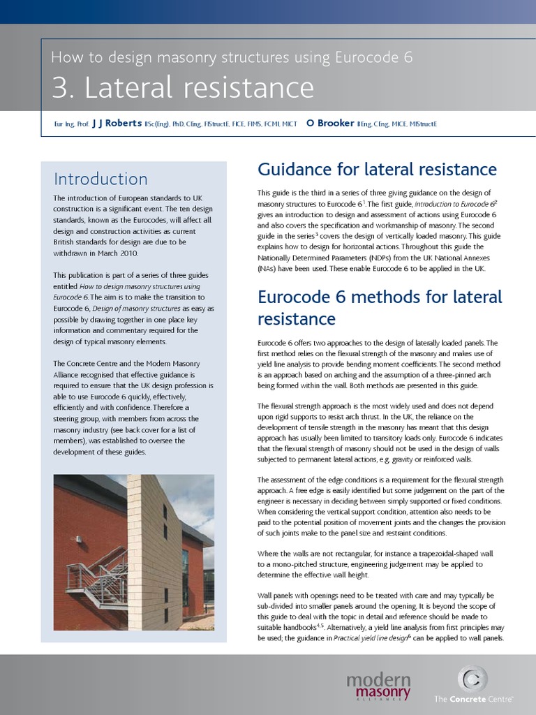 Eurocode 6 Lateral Resistance 19-01-091 | PDF | Strength Of Materials ...