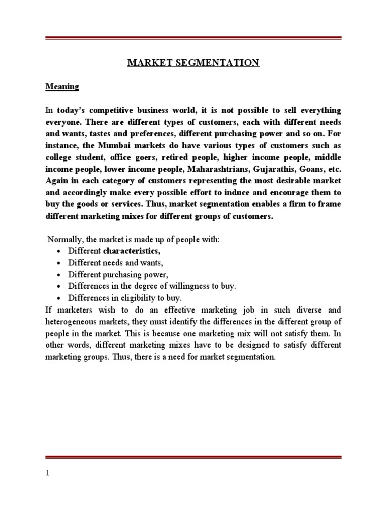 Explain Bases of Market Segmentation | PDF | Market Segmentation | Nestlé