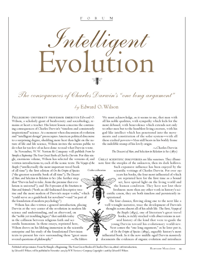 Edward O. Wilson 'S Intelligent Evolution | PDF | Charles Darwin ...