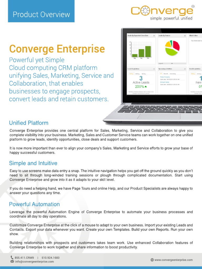 Converge Product Overview - CRM | PDF | Office Work | Systems Engineering