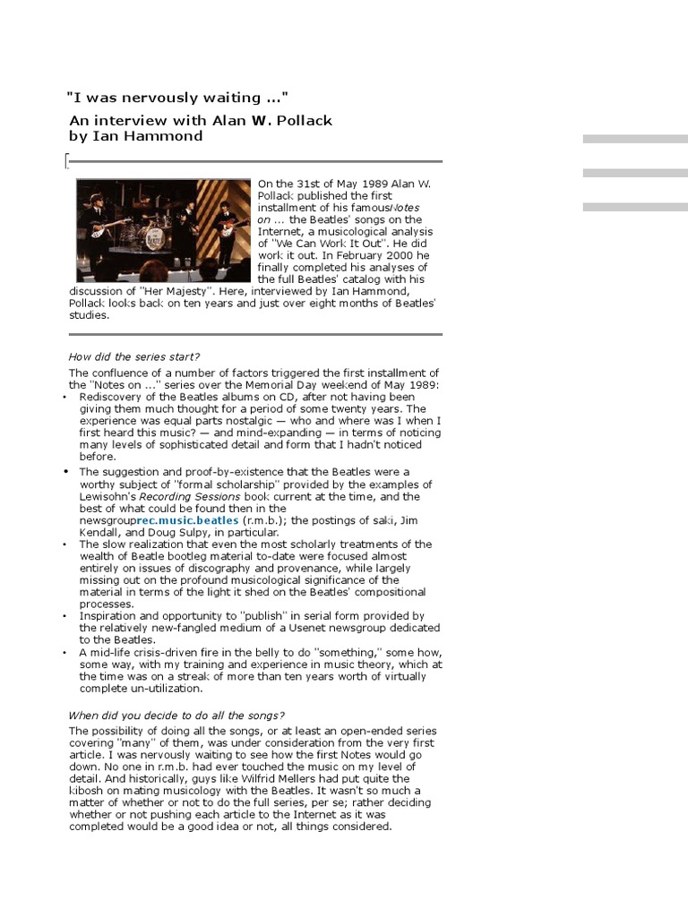 An Interview With Alan W. Pollack | PDF | The Beatles | Internet
