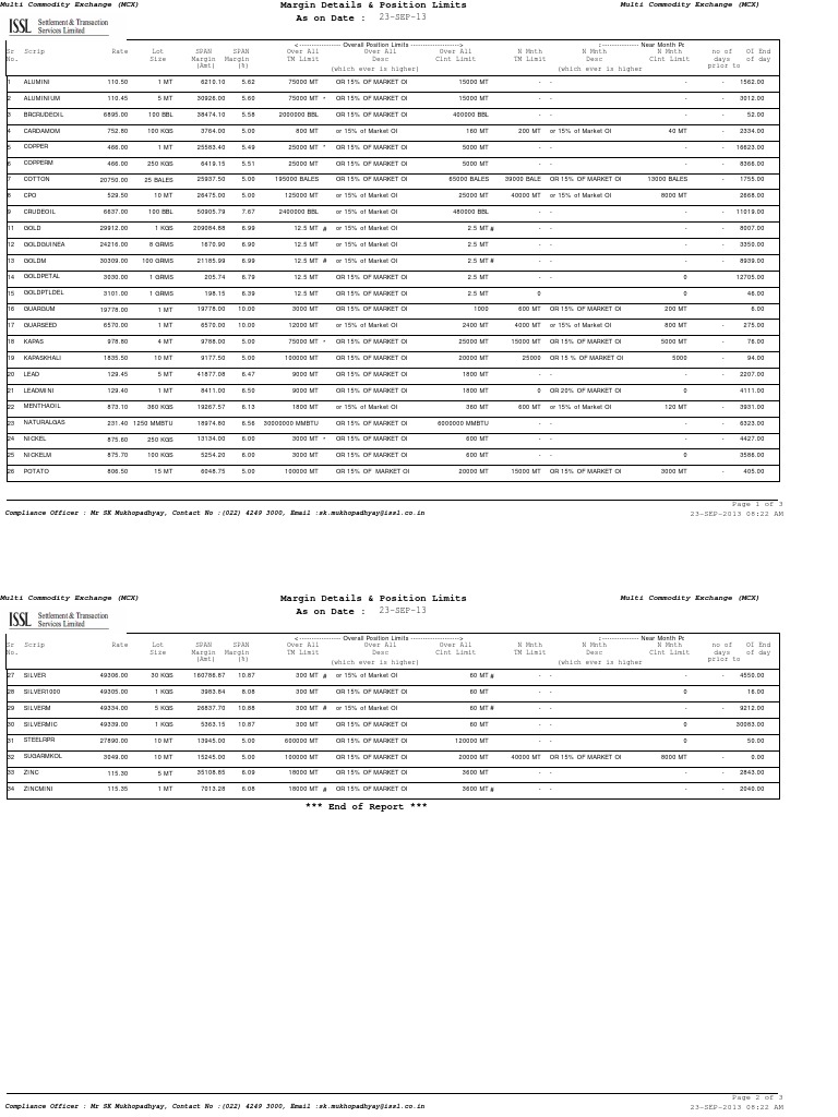 MCX Commodity Margin and Lot Sizes | PDF | Technology & Engineering