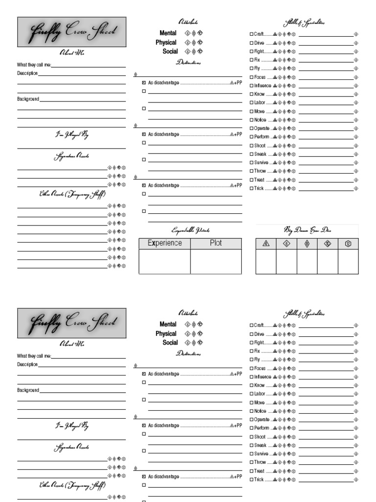 Firefly Crew Sheet | PDF