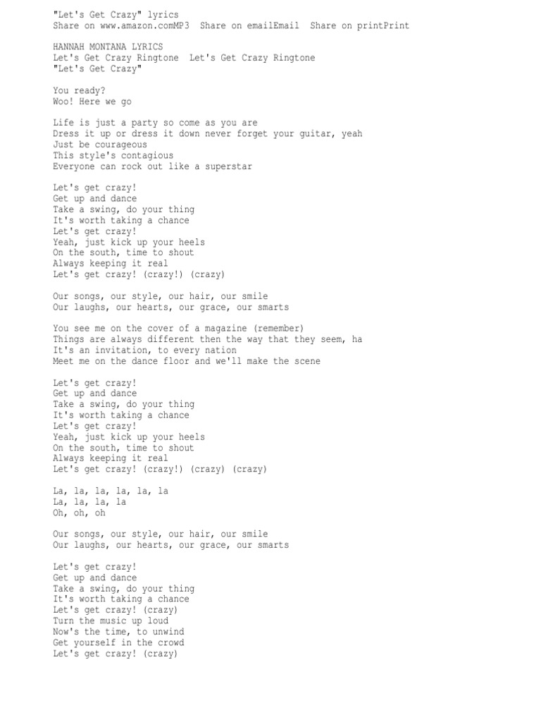 Lets Get Crazy | PDF | Singles | American Pop Songs