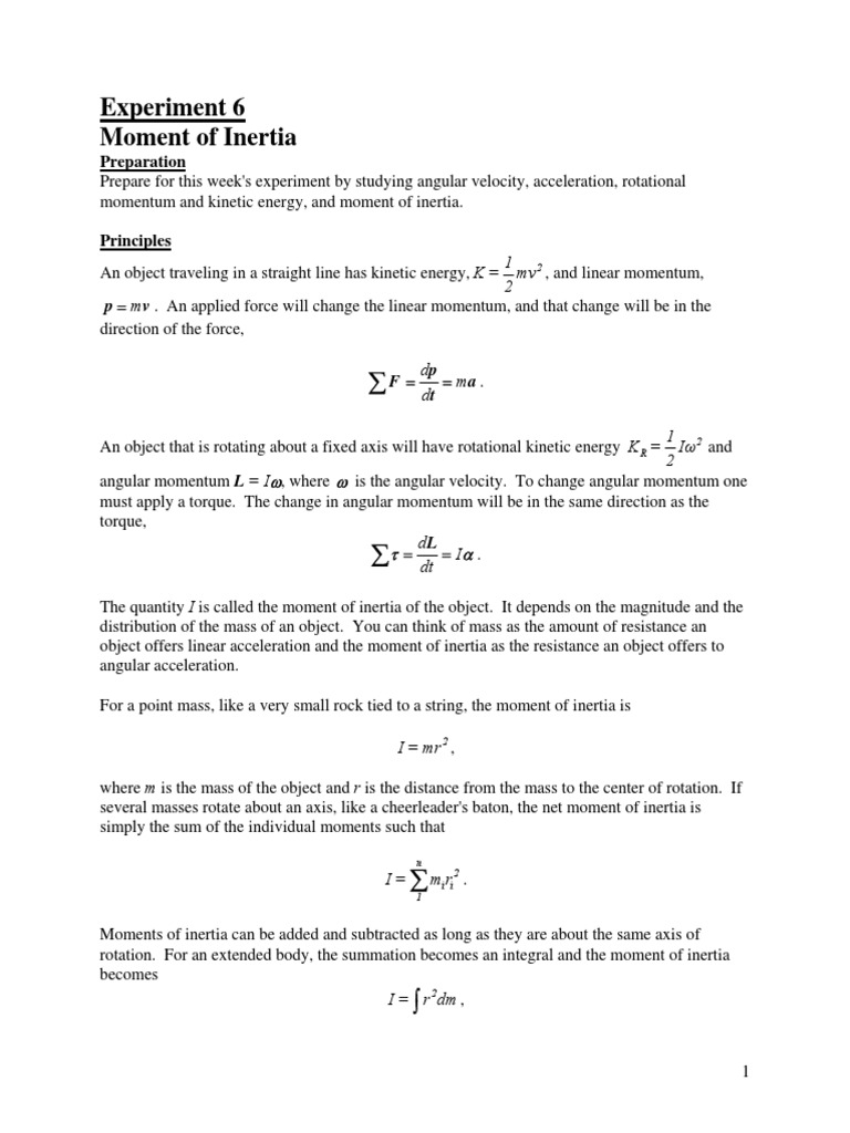 Moment of Inertia | PDF | Rotation Around A Fixed Axis | Torque