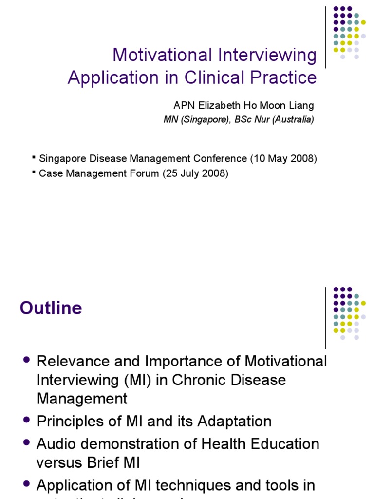 Motivational Interviewing: Application in Clinical Practices | PDF ...